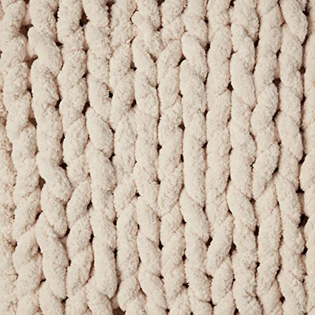 Casaphoria Luxury Chunky Knit Throw Blanket-Large Cable Knitted Soft Cozy Polyester Chenille Bulky Blankets for Cuddling up in Bed, on The Couch or Sofa,Home Decor, Gift, 50"x60",Pack of 1,Beige