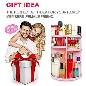 Artbisons Makeup Perfume Organizer, 360 Rotating Cosmetic Storage Make Up Organizers for Vanity Lotion Display Case Dresser Countertop Skincare Lazy Susan Organizer Pink