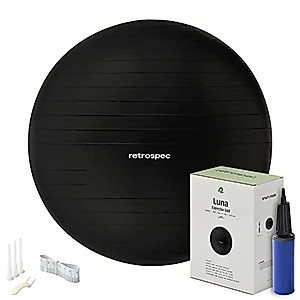 Retrospec Luna Exercise Ball - 55, 65, or 75cm Yoga Ball for Workouts, Stability, Pregnancy - Swish Balance Ball w/Pump for Office & Home Gym