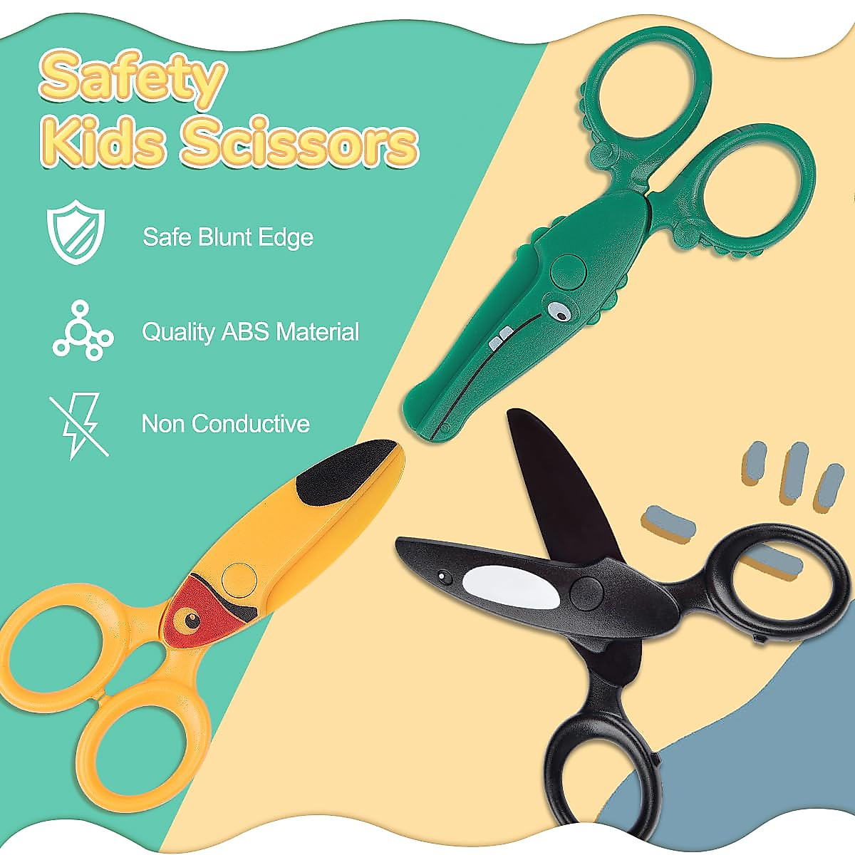 Sopito 3PCS Children Safety Scissors Toddler Craft Scissors Preschool Training for Kids Cutting Paper