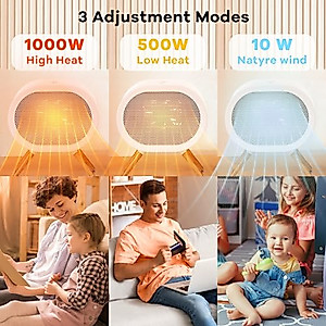 BabyExo Small Space Heater for Indoor Use, 1000W PTC Fast Heating Ceramic Electric Room Heaters Fan Christmas Gifts for Family, Portable Energy Efficient Space Heater for Office Desk Bedroom - White