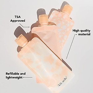 Kitsch Travel Containers - Leak Proof Refillable Squeeze Pouches | TSA Approved Travel Pouches for Toiletries & Shampoo Travel Container | Travel Liquid Container | Travel Tubes, 3oz (Blush)