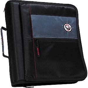 Case-it 2-Inch Round Ring Zipper Binder with Velcro Messenger Front, Black, M-276-BLK