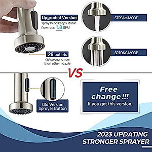 ARRISEA Kitchen Faucets Brushed Nickel, 3 Hole Stainless Steel Kitchen Faucet, Laundry Sink Faucet with Sprayer, Single Handle Outdoor Sink Faucets with Deck Plate, Llave de fregadero de cocina