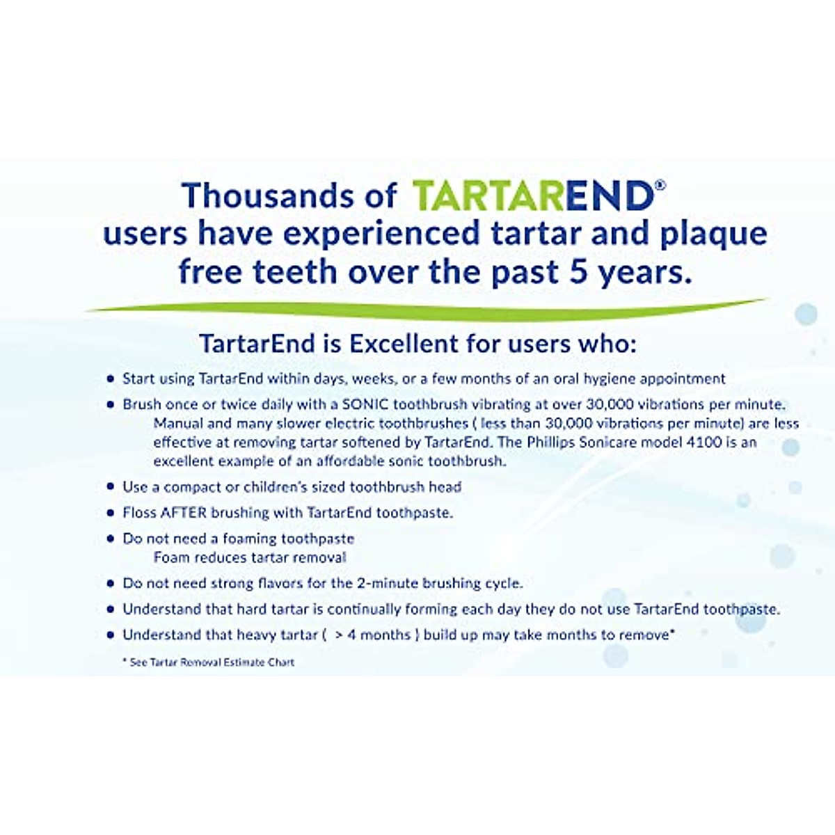 TartarEnd Toothpaste for Tartar Removal - Tartar Control Toothpaste to Remove Tartar and Plaque from Teeth at Home and Prevent Tartar and Plaque Buildup - 3.4 oz Tube, 1-Pack