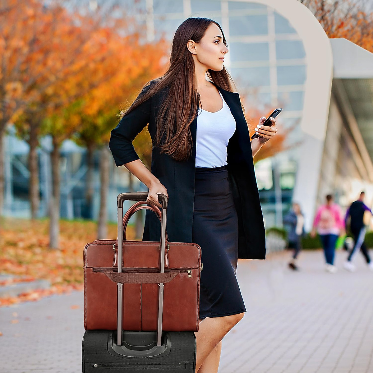 Banuce Full Grains Italian Leather Briefcase for Women Handbags 14 Laptop Business Bags Attache Case Satchel Purses Ladies Work Bag Brown