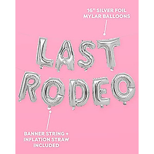 xo, Fetti Last Rodeo Foil Balloons - 16", Silver | Bachelorette Party Decorations, Yeehaw, Bride Supplies, Nashville, Austin, Scottsdale Bach
