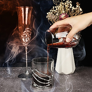 RHFF Halloween Skull Wine Glass, Skeleton Ghost Hand Wine Glass, Halloween Drinking Glasses, Skeleton Hand Goblet, Hotel Family Halloween Party Favors for Adults (A)