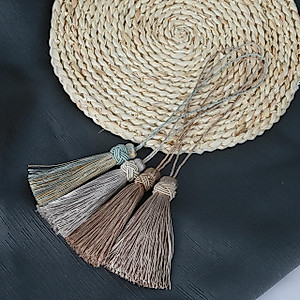 HedongHexi 8 Pack Tassel 24cm/ 9.5 Inch Key Tassel with Loops, Handmade Twisted Tassel Craft, DIY Accessories for Home Decoration (Flaxen,8P)