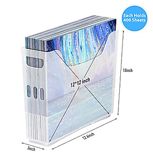 Dexlala 3 Pack 12x12 Paper Storage Organizer with Wheels, Plastic Scrapbook Paper Storage, Portable Scrapbook Storage Bin for Scrapbook Papers, Documents, Vinyl Sheets,Cardstocks