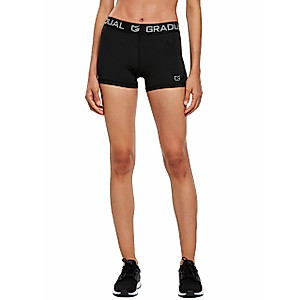 Women's Spandex Compression Volleyball Shorts 3" /7" Workout Pro Shorts for Women (3 Pack:Black/Black/Black, M)