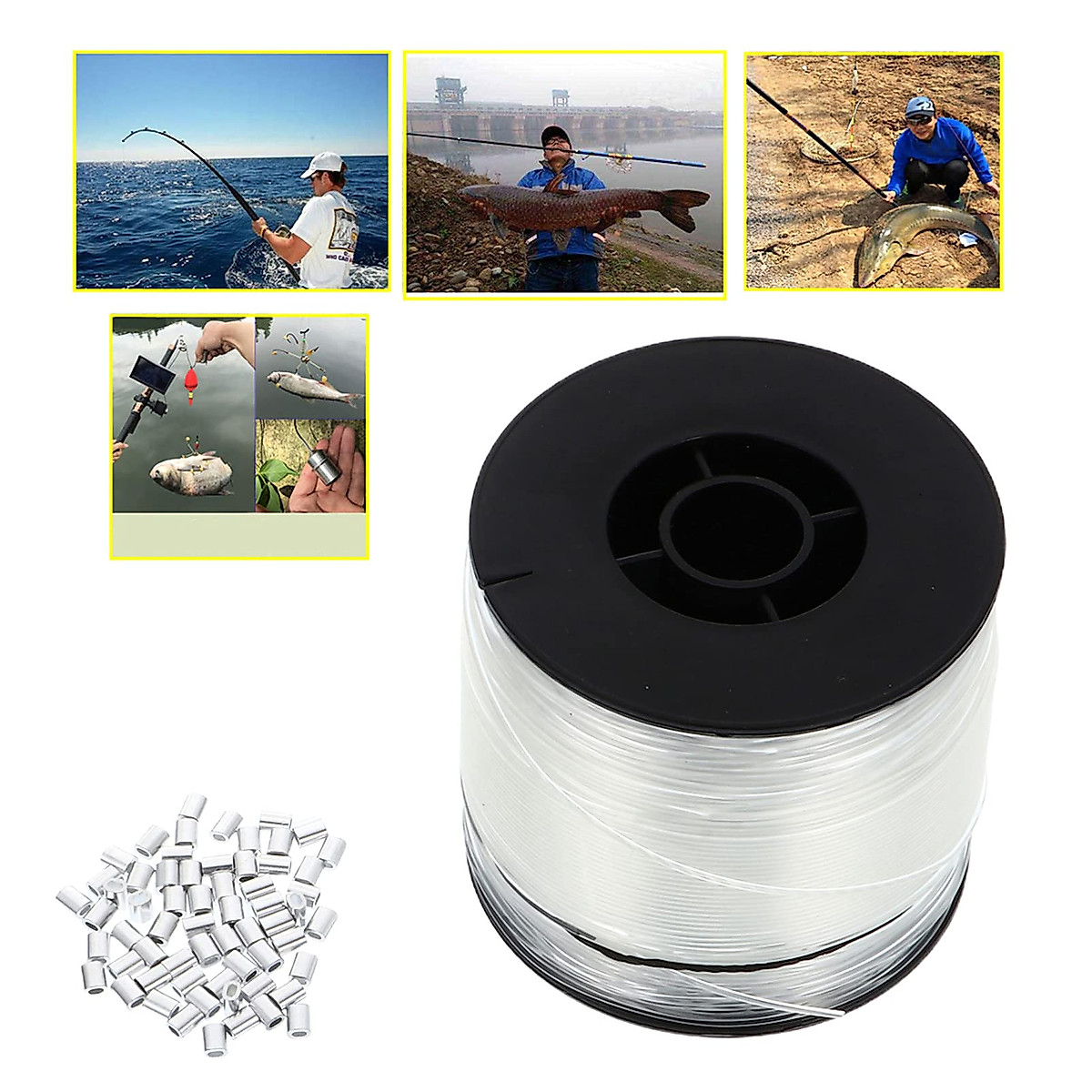 Healifty Fishing Line Nylon Fishing String Wire Strands Fishing Line Wire Leader Elastic Thread with 60 Aluminum Tackle for Fishing Lover 200M White