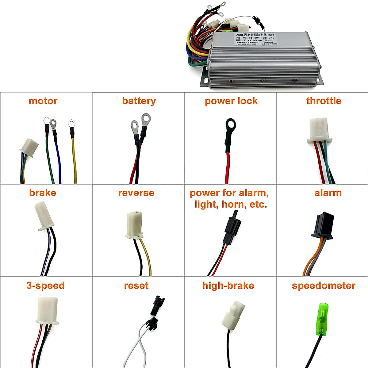 L-faster 48V 500W Trishaw Bike Electric Brushless Motor Kit with Gear Reduction Motor and Gas Pedal Accelerator Power Key Lock