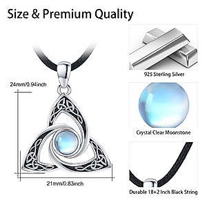 TUGHRA Witches Knot Necklace for Men Women Sterling Silver Moonstone Pendant Necklaces Oxidized Irish Jewelry Gift for friends Birthday Anniversary Valentine Days