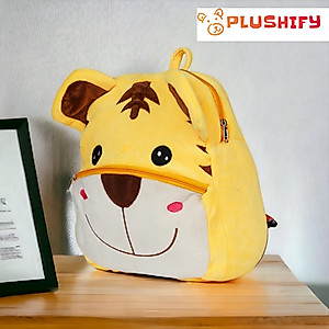 PLUSHIFY Tiger Toddler Backpack - 13 Inch Yellow Backpack for Boys and Girls, Ages 3 and Up - Adorable and Practical Companion for Little Explorers. (Tiger)