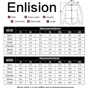 Enlision Green Dress Shirts for Men Long Sleeve Men's Casual Button-Down Shirts Houndstooth Inner Contrast Shirt Olive Regular Fit for Wedding Prom Party M
