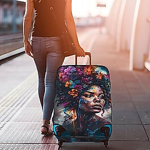 Dudietry Suitcase protector cover tsa approved luggage cover for Suitcase Washable Suitcase Protector Anti-scratch Suitcase cover Large African American Black Girl