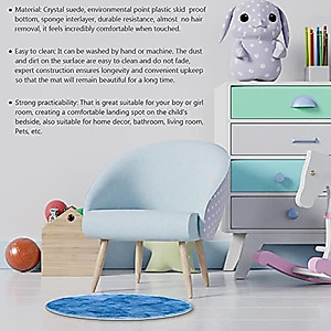 Machine Washable Round Area Rug Indoor Ultra Soft Bedroom Floor Sofa Living Room Dorm Small Circular Carpet, Modern Abstract Art Blue Pattern