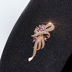 Merdia Created Crystal Brooch Fancy Vintage Style Flower Brooch Pin for Women, ladies with Blue/Purple Created Crystal | Vintage Fashion | Brooches and Pins for Women | Ladies Jewelry | Purple