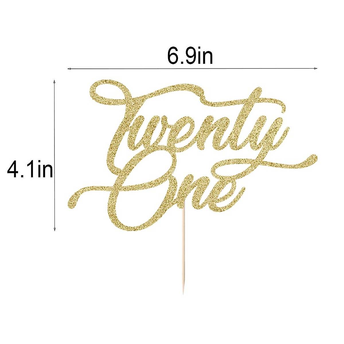 Twenty One Cake Topper- 21st Birthday Cake Topper,21st Birthday Decorations,21st Cake Topper,Happy 21st Birthday Cake Topper (Golden)