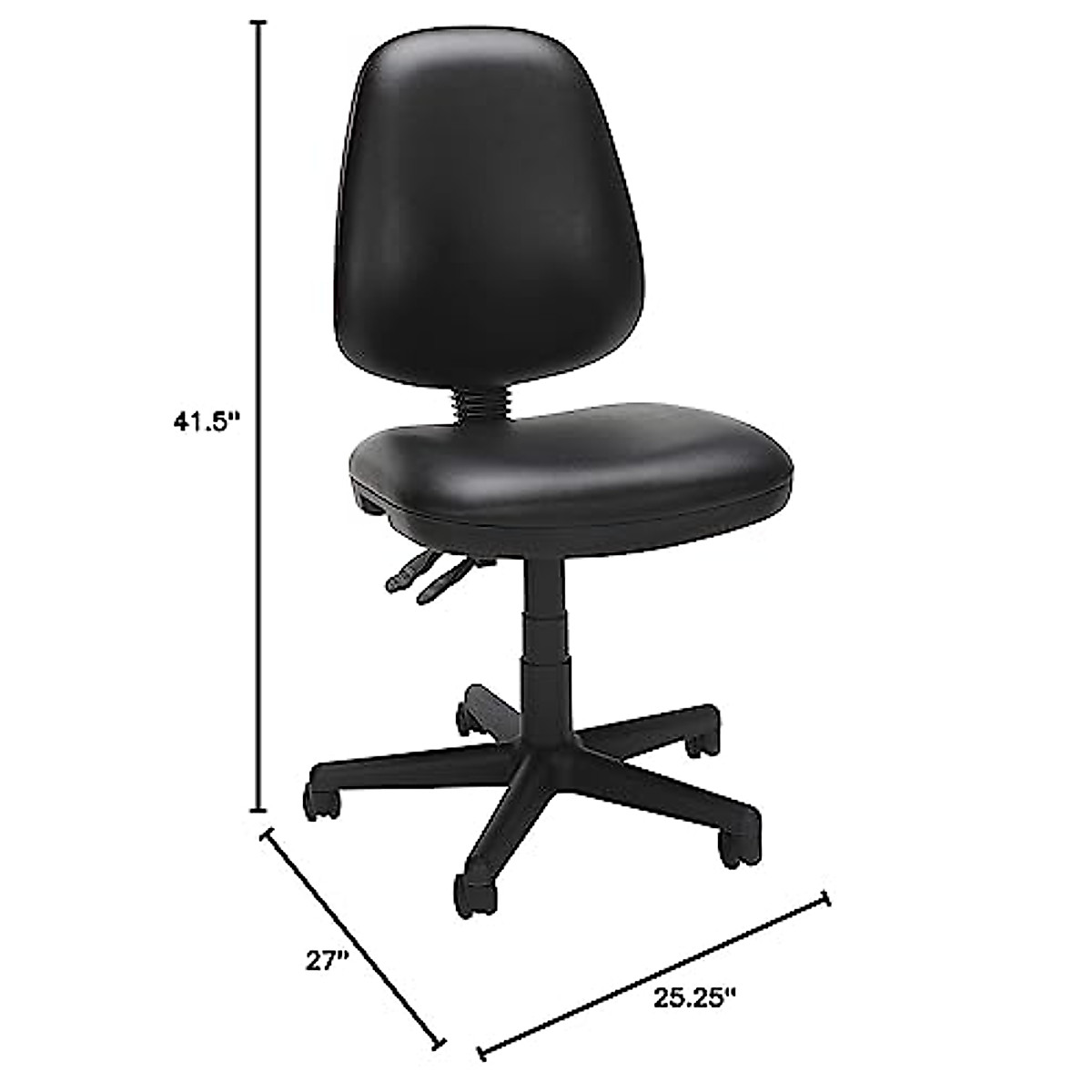 OFM, Black Straton Vinyl Office Chair With Lumbar Support, Adjustable Back & Seat Height, 250lb Max Weight With Wheels for Computer/Desk, Mid Back