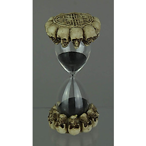 Gothic Celtic Skulls Hourglass Black Sand Timer 5.75 Inches High