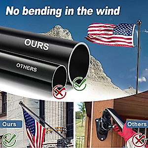 Flag Poles for Outside House - 5ft Tangle Free Flag Pole for House,Flagpoles Residential with Multi-Position Holder Bracket,Heavy Duty Flag Pole Kit High Wind Resistant for Outdoor,Porch,Truck-Black