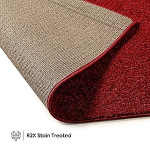 Bright House Solid Color Custom Size Runner Area Rugs Red - 2' x 3' Rectangle, Indoor, Stain Resistant, Perfect for Living Room, Bedroom, Dining Room, Entryway, Pet & Kids Friendly Rug, Wedding