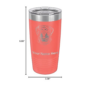 LaserGram 20oz Vacuum Insulated Tumbler Mug, Rottweiler, Personalized Engraving Included (Coral)