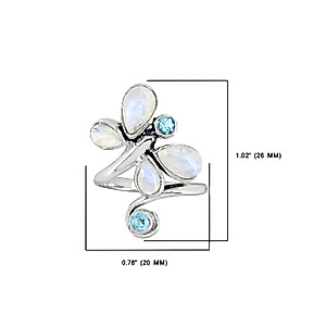 YoTreasure Moonstone & Blue Topaz Chunky Ring in .925 Sterling Silver