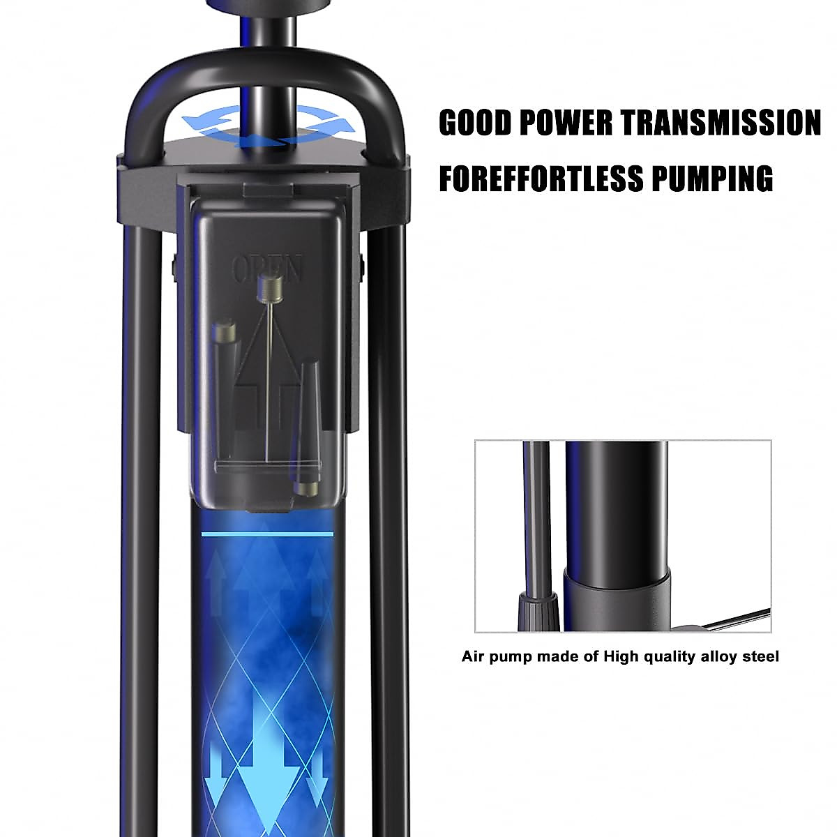 VIMILOLO Bike Floor Pump,Portable Ball Pump Inflator Bicycle Floor Pump with Both Presta and Schrader Bicycle Pump Valves Bike Pumps-160Psi Max