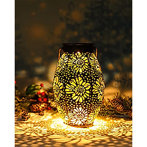 Solar Lanterns Outdoor Waterproof Large - OxyLED 2 Pack Hanging Lantern Solar Powered with Handle Decorative Retro Metal LED Solar Garden Lights for Table Patio Yard Fence Porch Christmas Decor