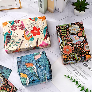 Generic AnyDesign 12 Sheets Vintage Floral Wrapping Paper - Not Roll - Retro Bird Flower Gift Wrap Paper Bulk Folded Flat 4 Designs DIY Craft Art Paper for Wedding Birthday Baby Shower Party Supplies