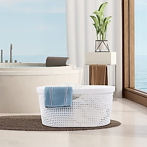 Innouse 4 Pack Laundry Basket with Cutout Handle, White Plastic Laundry Hamper