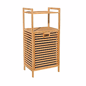 Bamboo Tilt-Out Laundry Hamper Cabinet, Bathroom Storage Cabinet with Basket, Shelves and Handles for Clothes, Bedroom, Bathroom and Closet