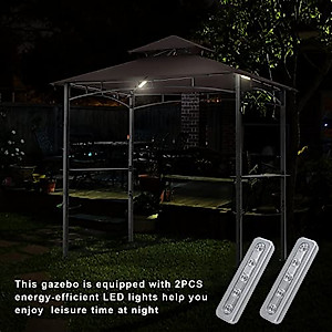 OUTDOOR WIND Grill Gazebo 8x5 BBQ Gazebo Canopy with LED Light,Brown