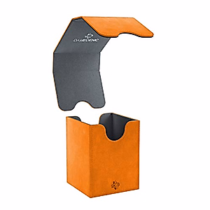 Gamegenic Squire 100+ Convertible Deck Box | Card Storage Box with Removable Cover | Holds 100 Double-Sleeved Cards | Premium Nexofyber Deck Box with Microfiber Inner Lining | Orange Color | Made