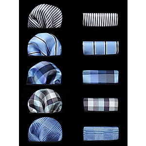 HISDERN Lot 5 PCS Classic Men's Silk Tie Set Necktie & Pocket Square with Gift Box,T5-s5,One Size