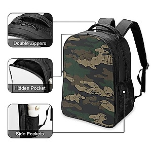 Camo Camouflage 16 Inch Backpack Durable Laptop Backpack Casual Shoulder Bag Travel Daypack