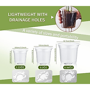 WandaQueen 30 Packs Clear Nursery Pots for Plants, 3.5/4/5 Inch Plant Pot for Planting Plastic Seedling Pots with Drainage Holes Seed Starter Pot High Transparency with 20 Plant Labels. (Transparent)