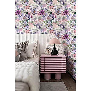 Luvdecor Floral Peel and Stick Wallpaper Removable Wallpaper Peel and Stick Boho Wallpaper for Bedroom Bathroom Renter Wallpaper Floral Contact Paper for Kitchen Cabinet Accent Wall 17.7 * 118in