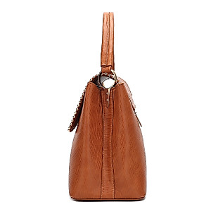 MKF Crossbody Satchel Bags for Women – PU Leather Pocketbook Purse, Shoulder Strap – Lady Top Handle Handbag