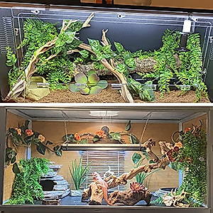 kathson Reptile Vine Plants,Flexible Green Plant Decor Hanging Vine Plant Climbing Terrarium Leaves Branch Habitat Accessory for Lizards Bearded Dragon Geckos  Snakes Chameleons (4 PCS)