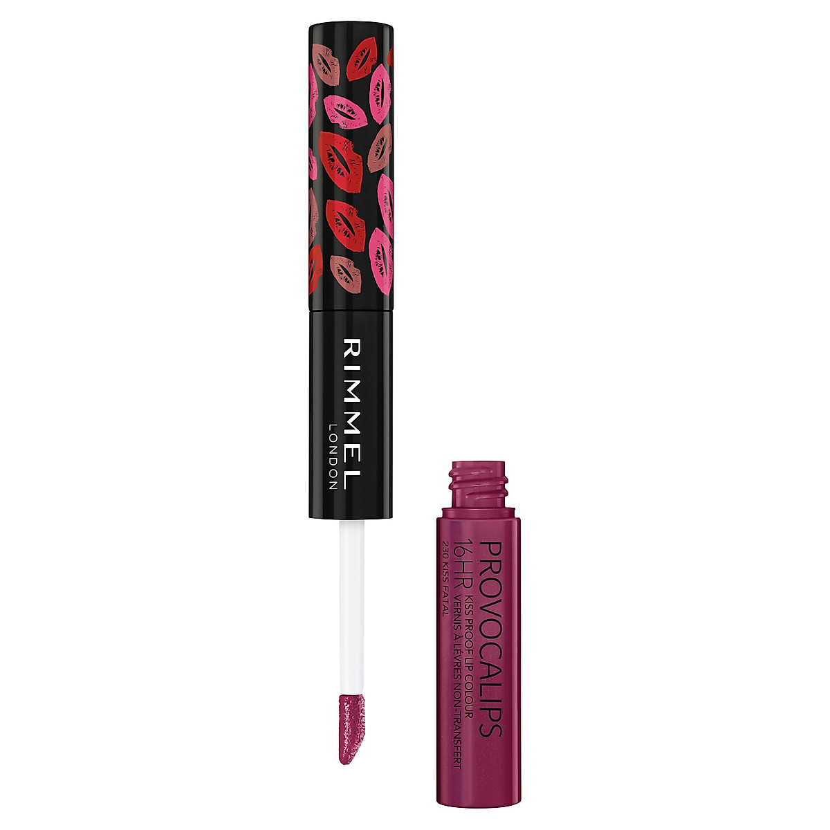 Rimmel London Provocalips 16hr Kiss-Proof Lip Color - Two-Step Liquid Lipstick to Lock in Color and Shine - 230 Kiss Fatal, .14 fl.oz.