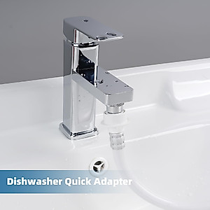 iFealClear Dishwasher Faucet Adapter, Faucet Adapter for Portable Washer, Portable Dishwasher Snap Aerator Adapter, 55/64-27 Female and 15/16-27 Male Thread for Kitchen/Bathroom/Rvs, Chrome-2 Pack