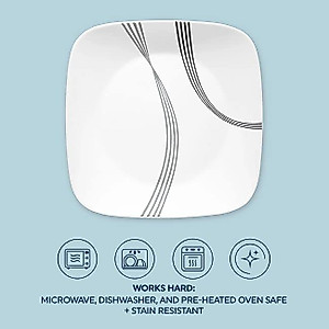 Corelle Urban Arc 16pc, Service for 4, Dinnerware Set, 8 Plates Bowls, Chip & Break Resistant, Dinner and Corelleware White