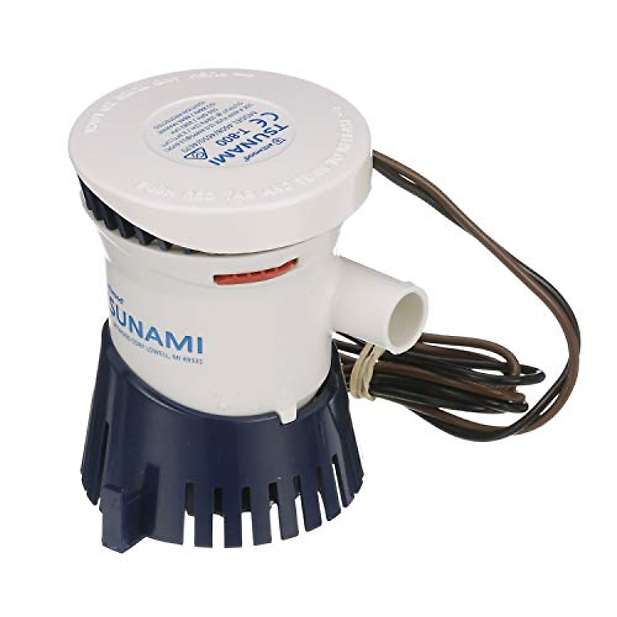 Attwood 4608-7 Tsunami T800 Bilge Pump, 800 GPH, 12-Volt, Barbed ¾-Inch Diameter Outlet, 29-Inch Wire