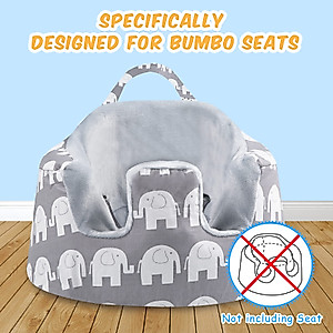 SMTTW Seat Cover Compatible with Bumbo Seat, Summer Cooling Breathable Seat Cover for Baby Boy Girl (Grey Elephant)