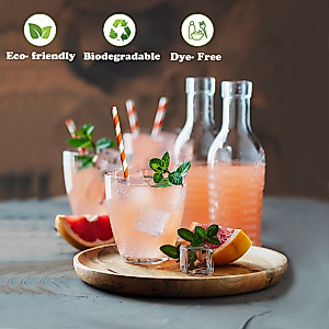 Paper Straws,200 Pcs Paper Drinking Straws For Wedding Party Restaurant Juice, Coffee Cold Drinks, Dessert and DIY Decoration (Stripe)