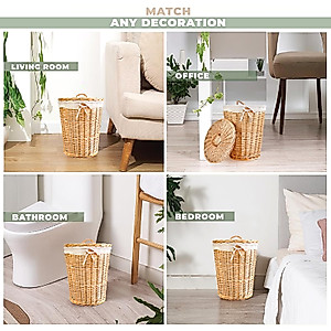 Serdic Handwoven Wicker Laundry Hamper with Removable Liner Bags,90L Capacity,Dirty Clothes Hamper Laundry Basket with Lid,Natural